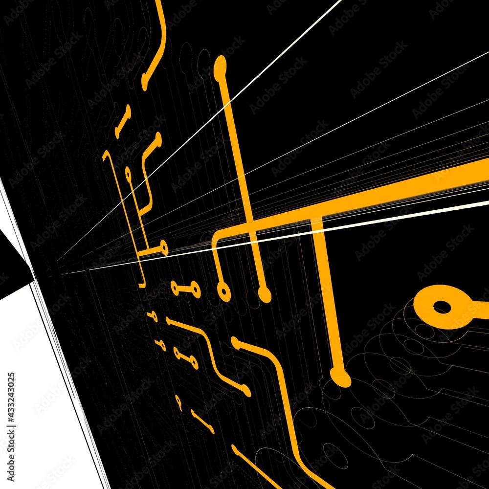 stylized computer circuit boards shapes patterns and 3D designs in ...