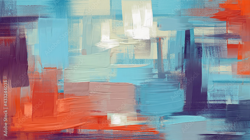 Wide large size hand painted artwork in contemporary style. Modern art ...