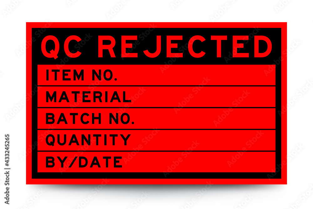 Square red color label banner with headline in word qc rejected and ...