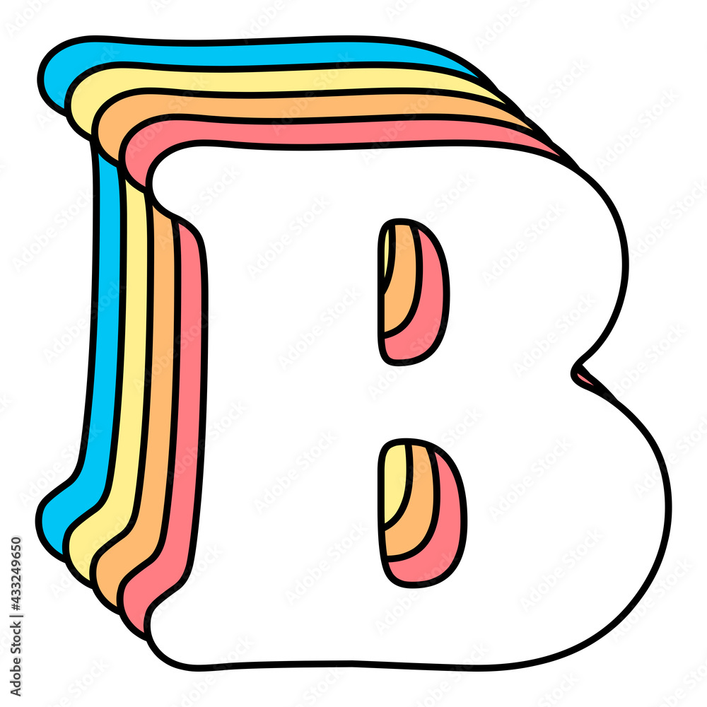 Letter B Monogram Letters Retro Font Rainbow Cute Pretty Aesthetic ...