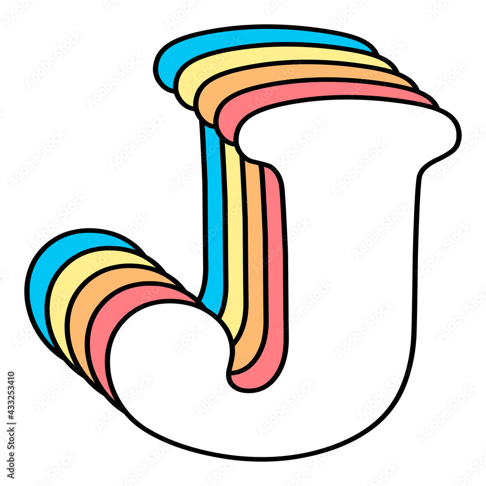 Letter J Monogram Letters Retro Font Rainbow Cute Pretty Aesthetic ...