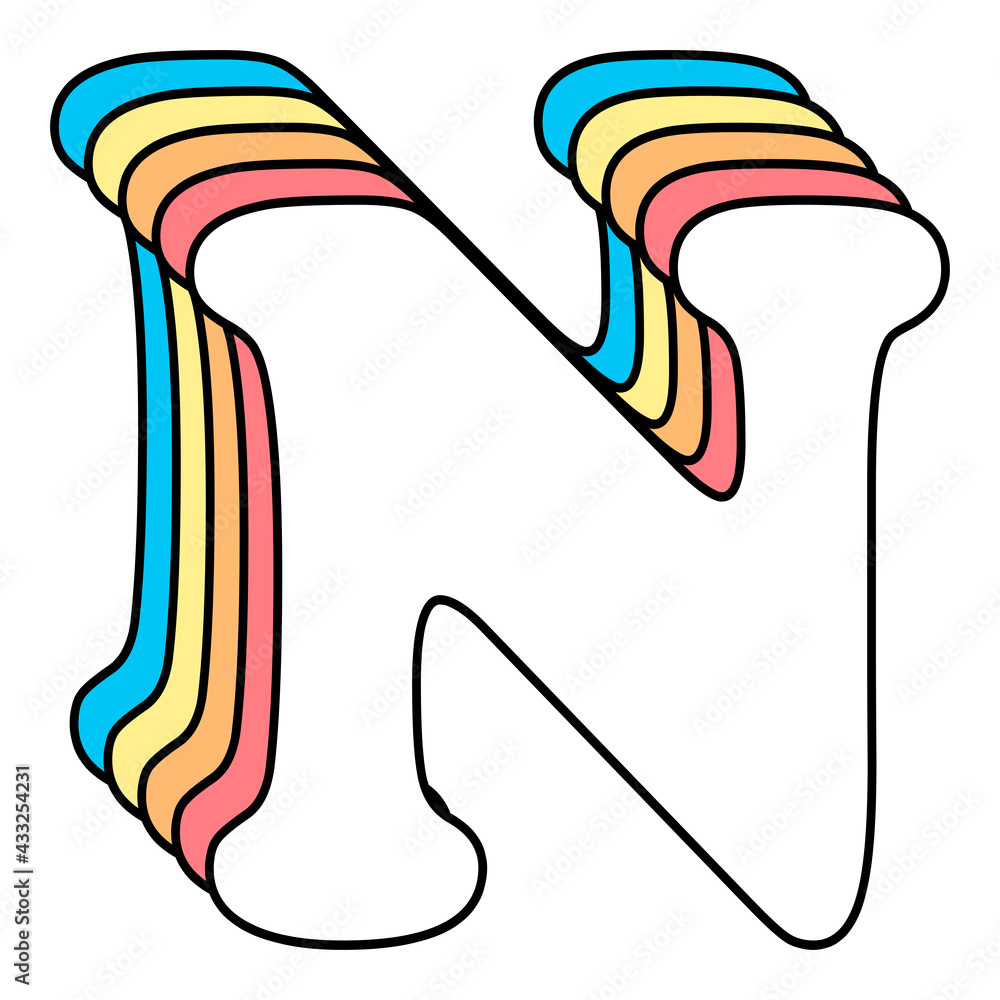 Letter N Monogram Letters Retro Font Rainbow Cute Pretty Aesthetic ...