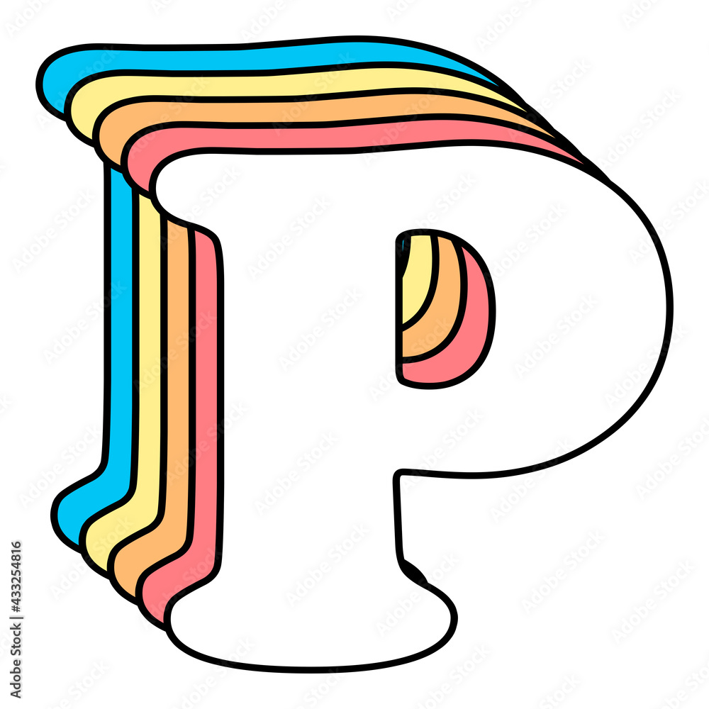 Letter P Monogram Letters Retro Font Rainbow Cute Pretty Aesthetic ...