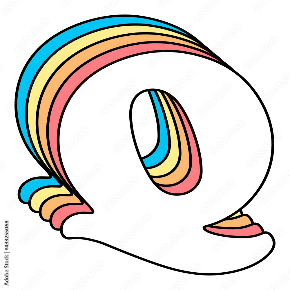 Letter Q Monogram Letters Retro Font Rainbow Cute Pretty Aesthetic ...