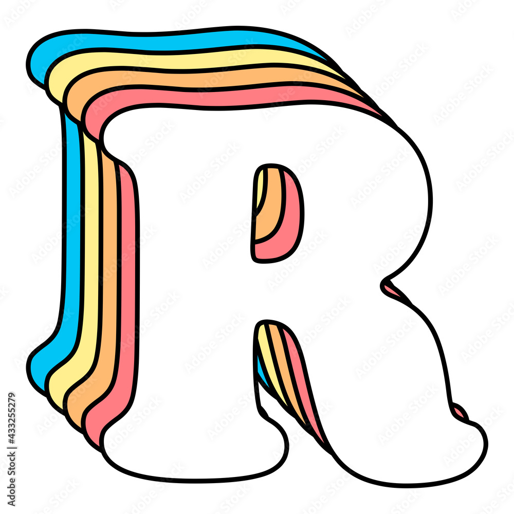 Letter R Monogram Letters Retro Font Rainbow Cute Pretty Aesthetic ...
