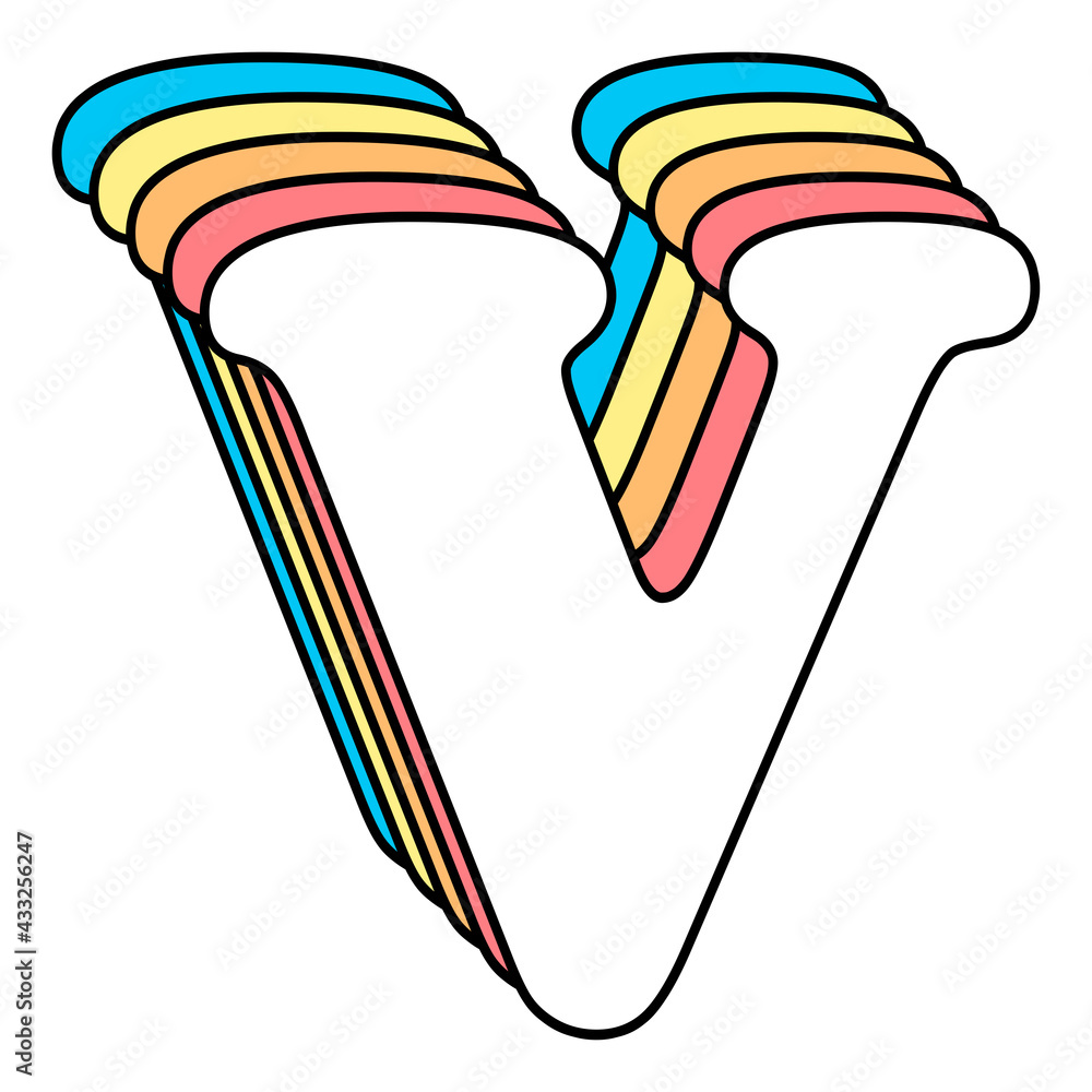 Letter V Monogram Letters Retro Font Rainbow Cute Pretty Aesthetic ...