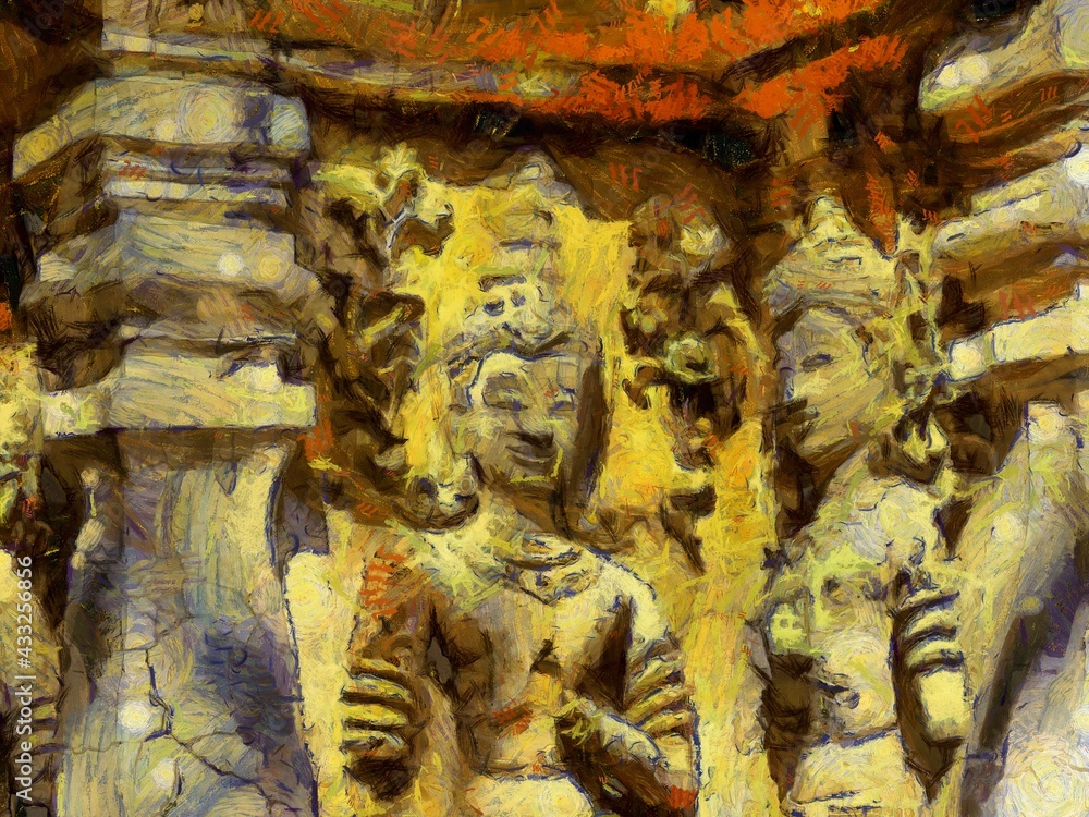 Photo & Art Print Ancient stucco patterns Illustrations creates an ...