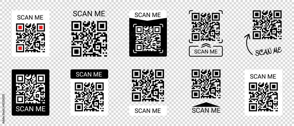 Mobile Smartphone QR Code Application Button With Scan Me Sign - Vector ...
