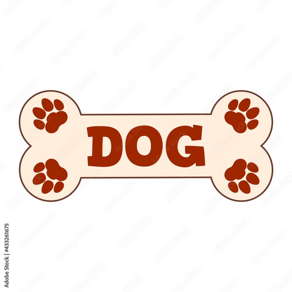 Name plate for dog house. Bone and paws. Clipart and drawing. Vector ...