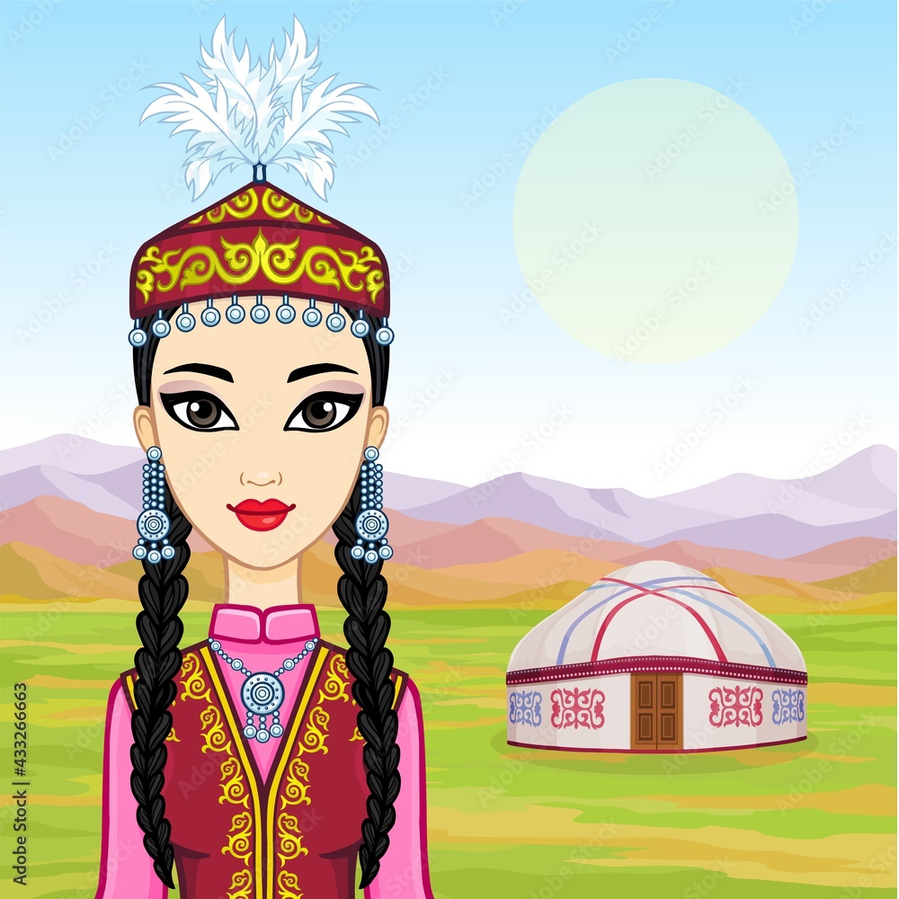 Asian beauty. Animation portrait of a beautiful girl in ancient ...