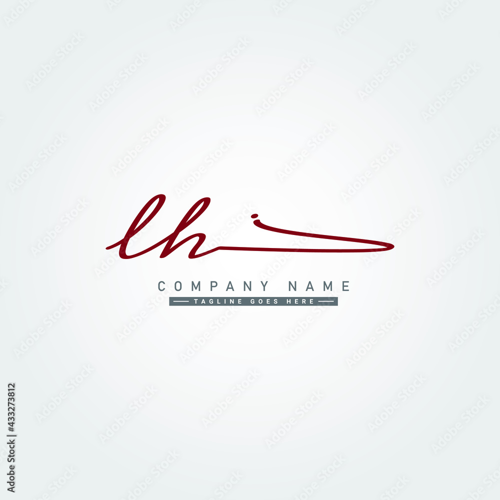 Initial Letter LH Logo - Hand Drawn Signature Logo Stock Vector | Adobe ...