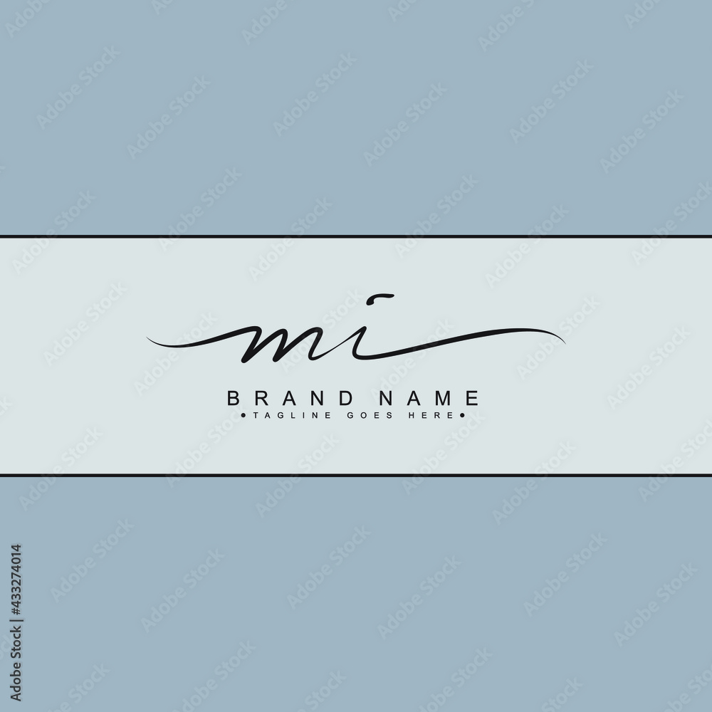 Initial Letter MI Logo - Hand Drawn Signature Logo Stock Vector | Adobe ...