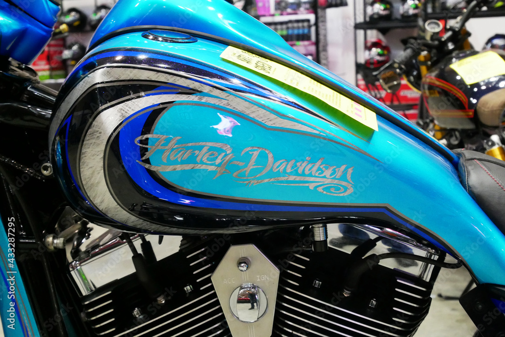 KUALA LUMPUR, MALAYSIA -JULY 30, 2020: Selected focused on Harley ...