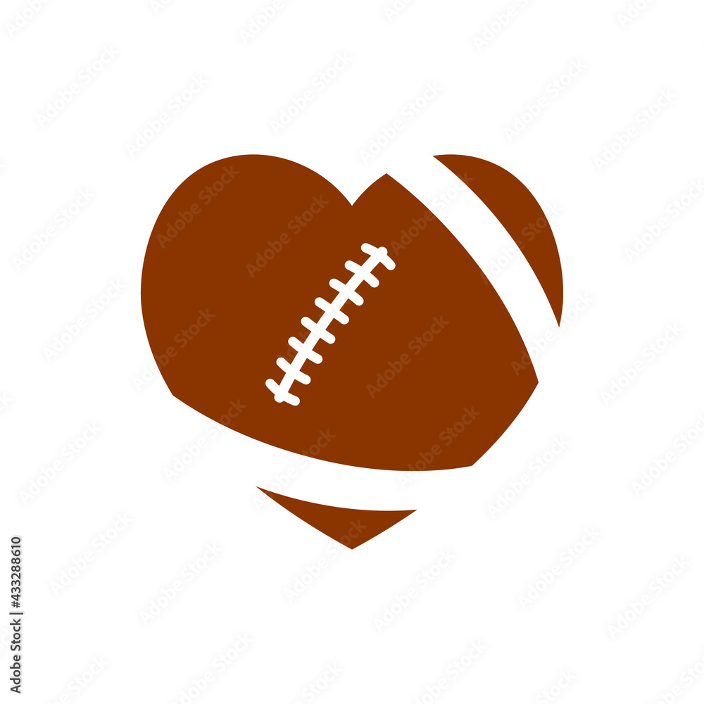 Heart shaped football glyph icon. Clipart image isolated on white ...
