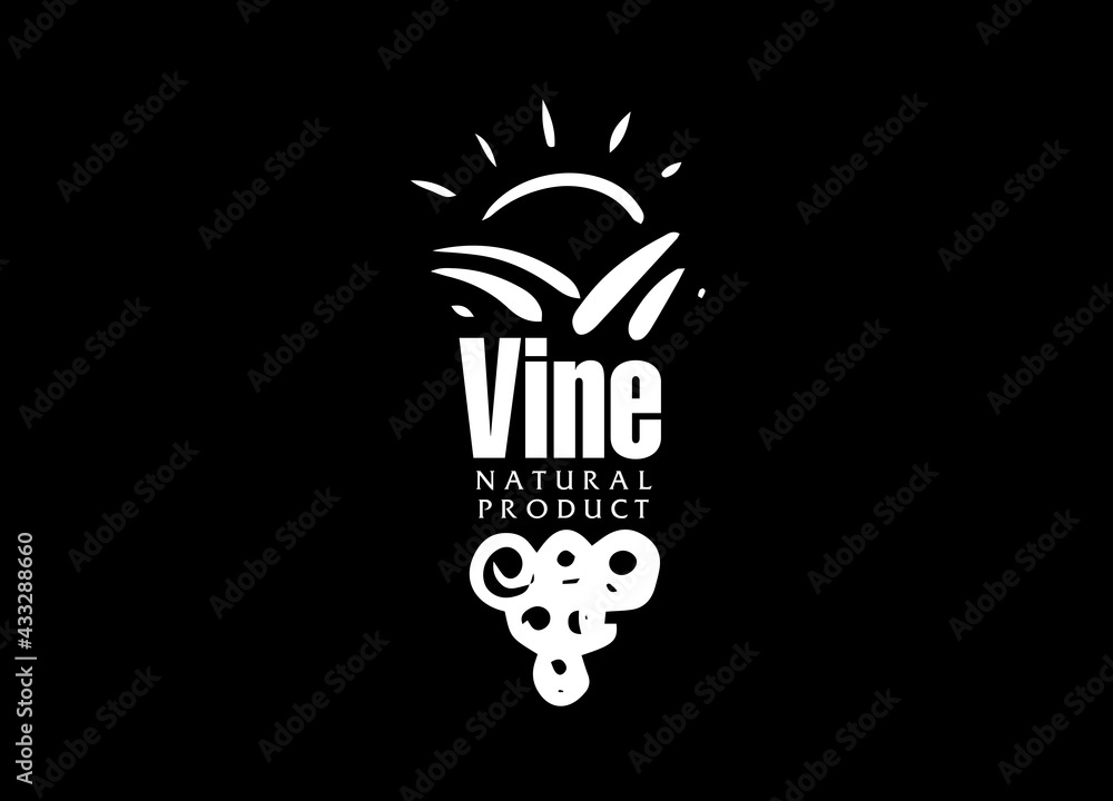 Vector logo drawn by hand. Landscape of vineyards for making wine Stock ...