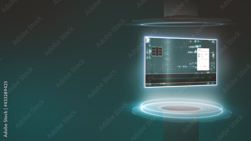 Digital credit card with fingerprint verification rotates as hologram ...