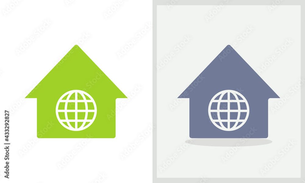 Global House logo design. Home logo with world map concept vector ...