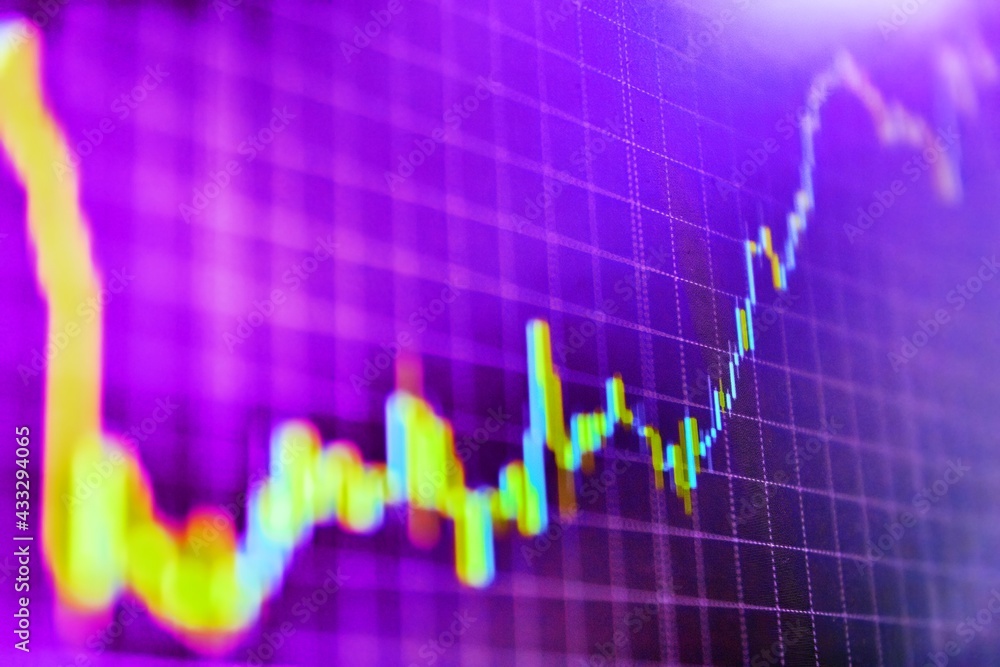 Tablet computer showing charts and diagram. Tablet computer with ...