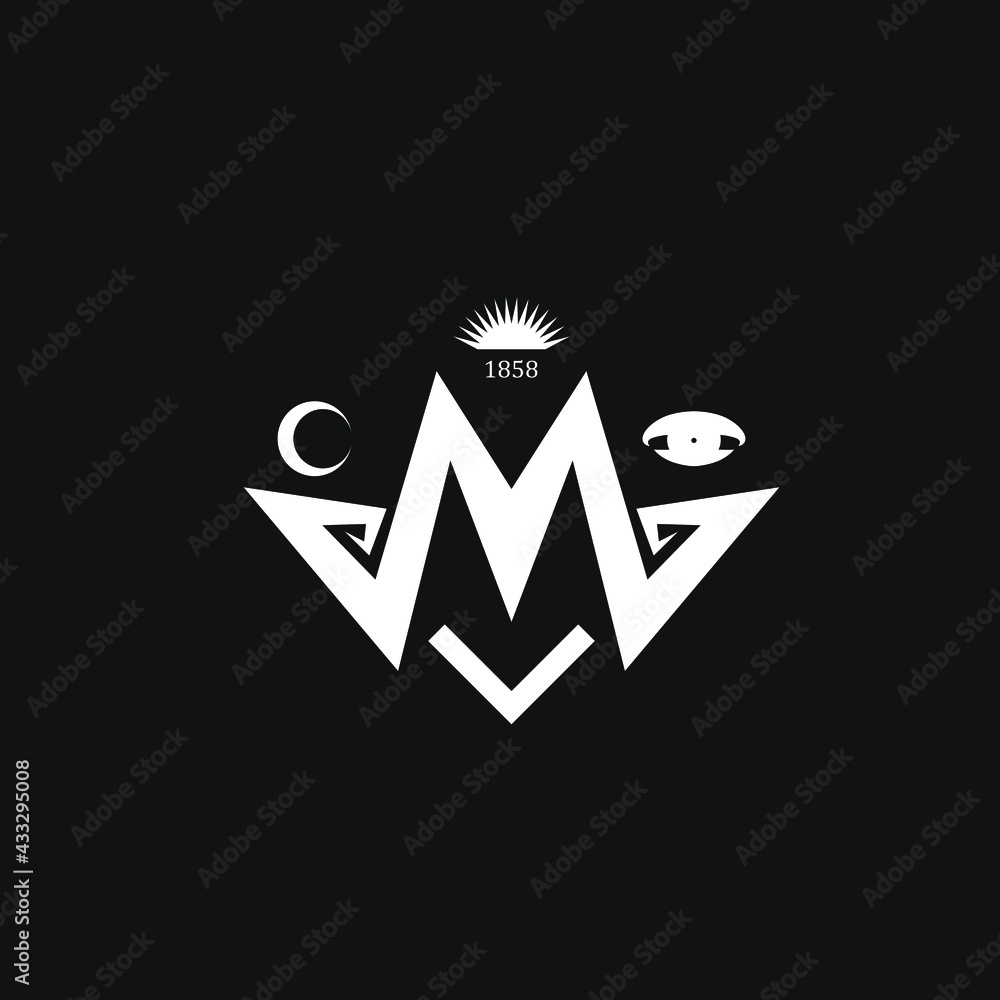 Freemasonry Secret Society Emblem M Letter Logo Icon Sign Magic Occult