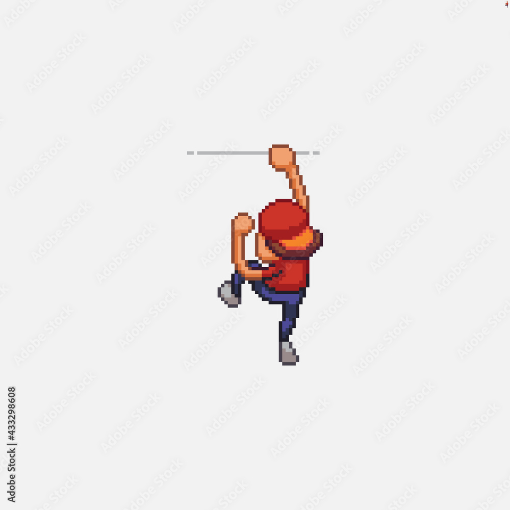 Pixel art male character climbing on invisible object Stock Vector ...