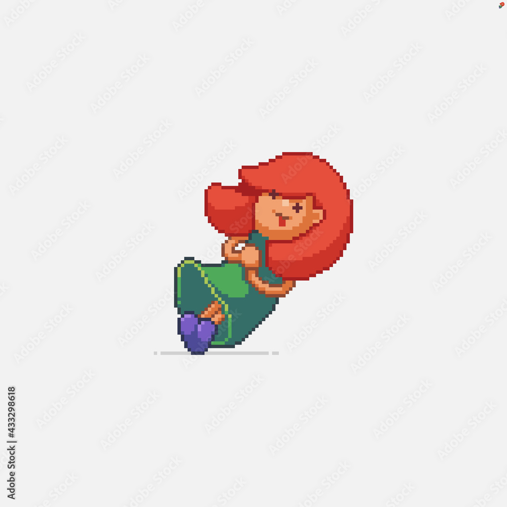 Pixel art redhead girl falling dead holding her heart area Stock Vector ...