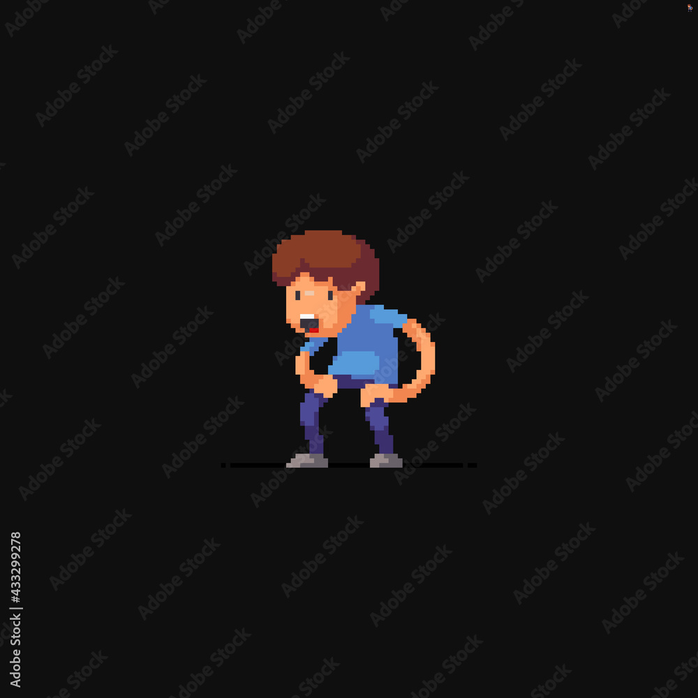 Pixel art crooked character looking tired after run Stock Vector ...