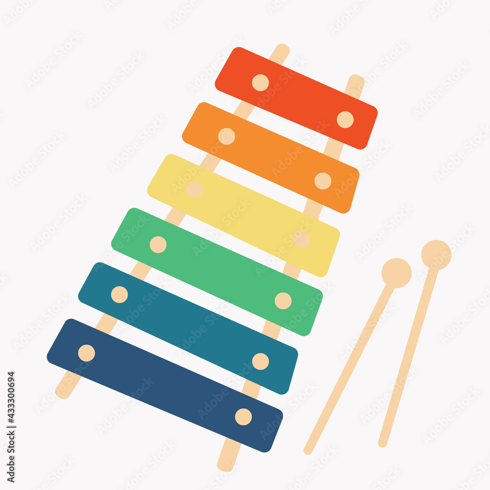 Vector image of a colored xylophone. Nice musical instrument. Children ...