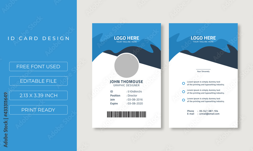 Corporate Id Card Template layout Stock Vector | Adobe Stock