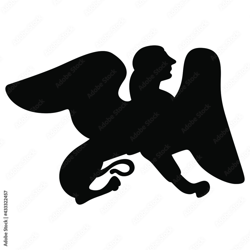 Fantastic winged female sphinx. Ancient Greek mythological creature ...