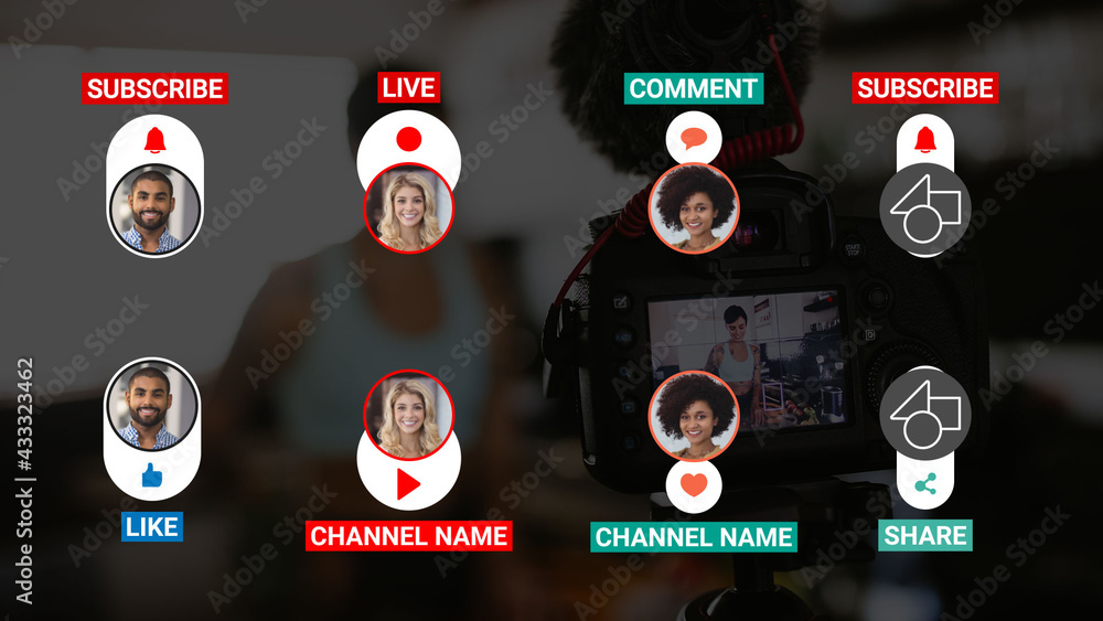Circular Subscribe Promo with Channel Picture Stock Template | Adobe Stock