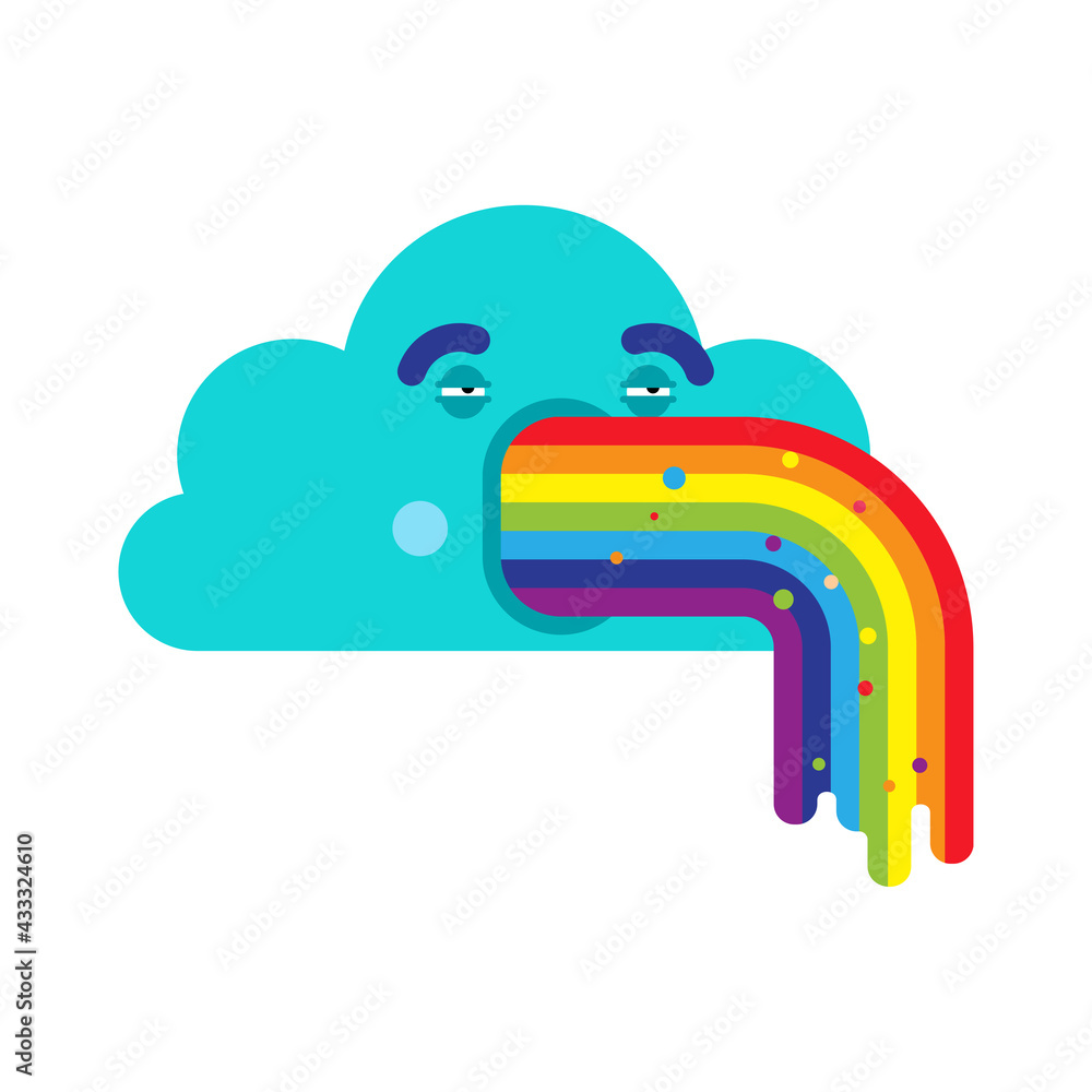Cloud vomits rainbow isolated. cartoon vector illustration Stock Vector ...