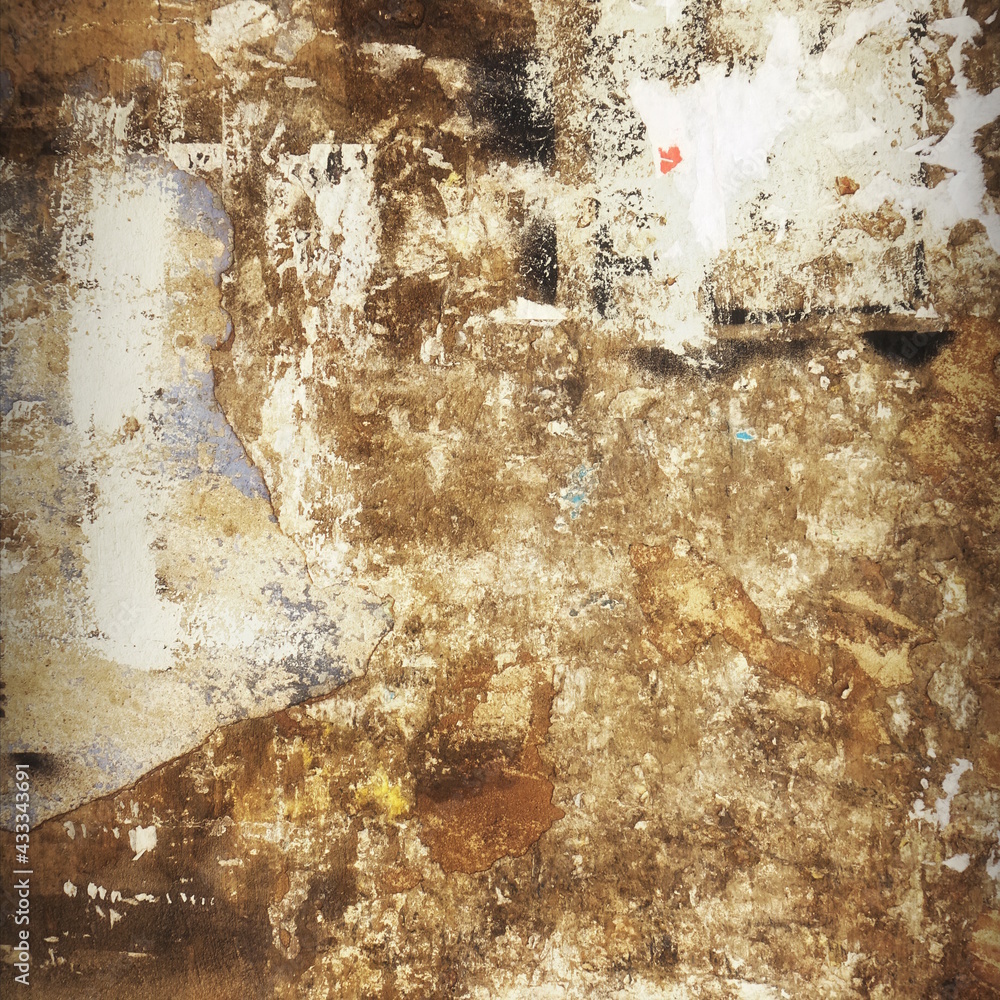 Scratched Advertising On Grunge Wall Background. Exposed Weathered ...