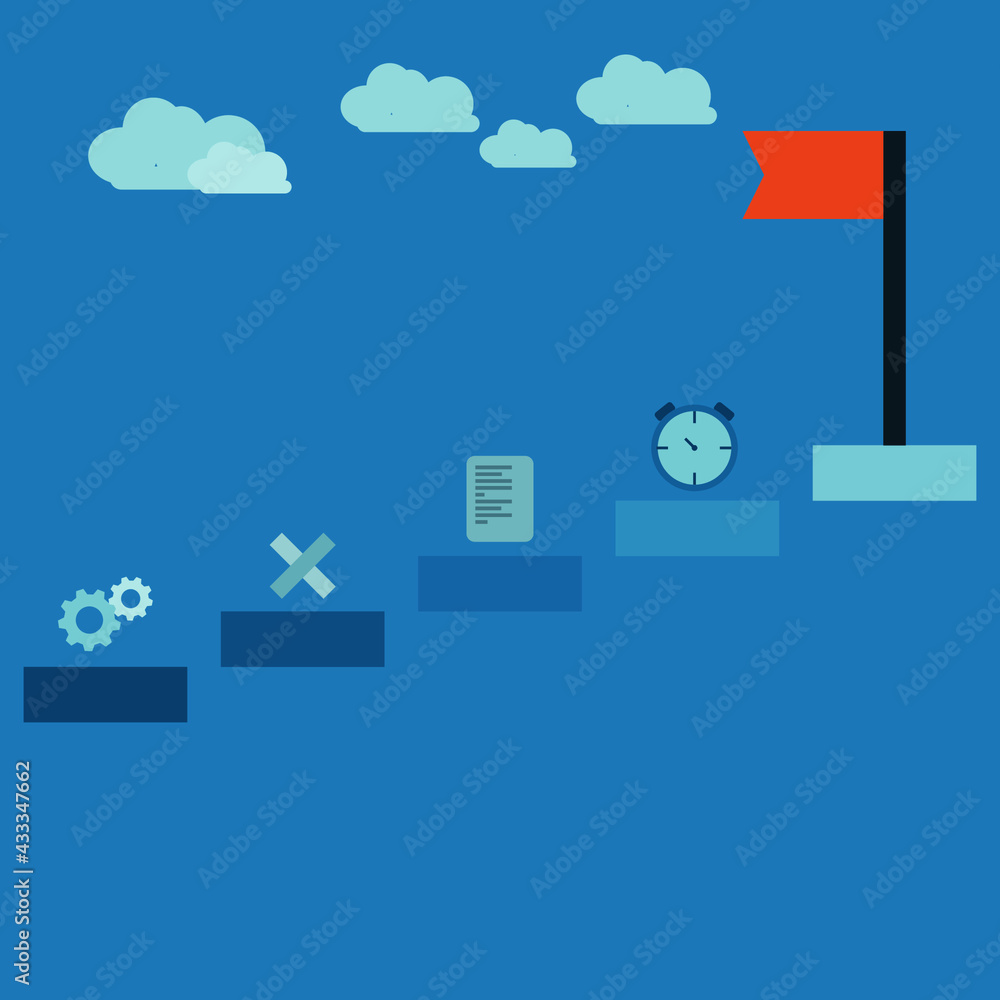 vector step to success, progress to acchievement, infographic of ...