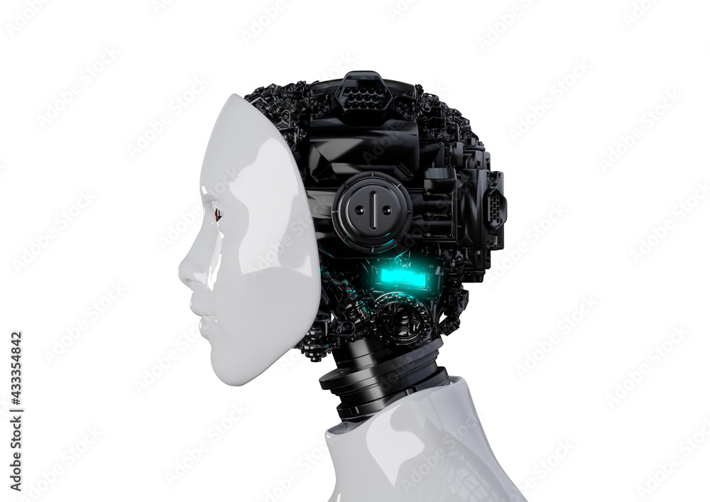 humanoid robot head with internal cyber mechanical artificial brain ...