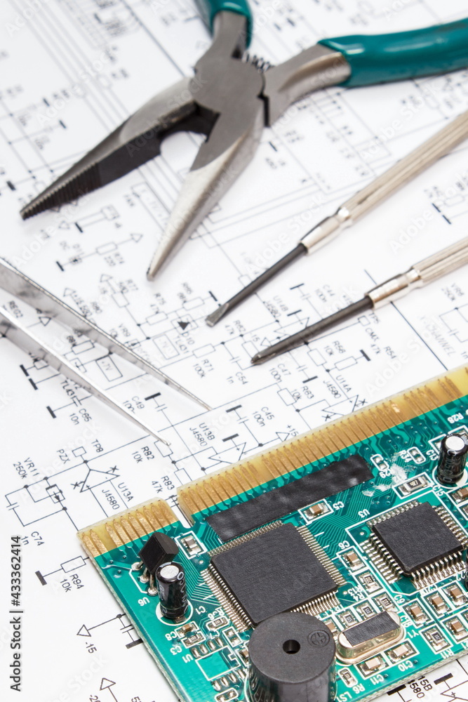 Printed circuit board, precision tools and diagram of electronics ...