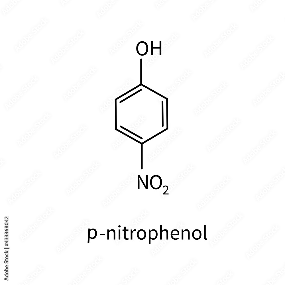 Formula of chemical structure of p-nitrophenol .Vector EPS 10. Stock Vector | Adobe Stock