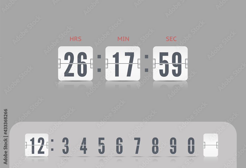 Vector Illustration Template White Scoreboard Number Font With