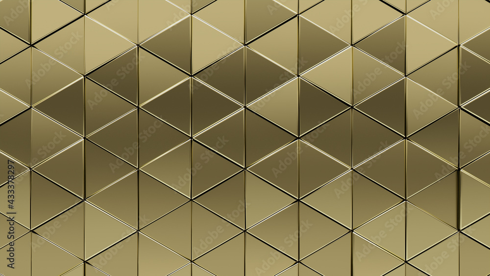 Glossy Tiles arranged to create a Luxurious wall. Gold, 3D Background ...
