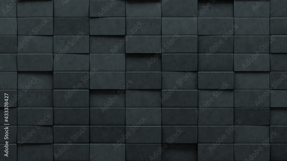 Rectangle, 3D Mosaic Tiles arranged in the shape of a wall. Concrete ...