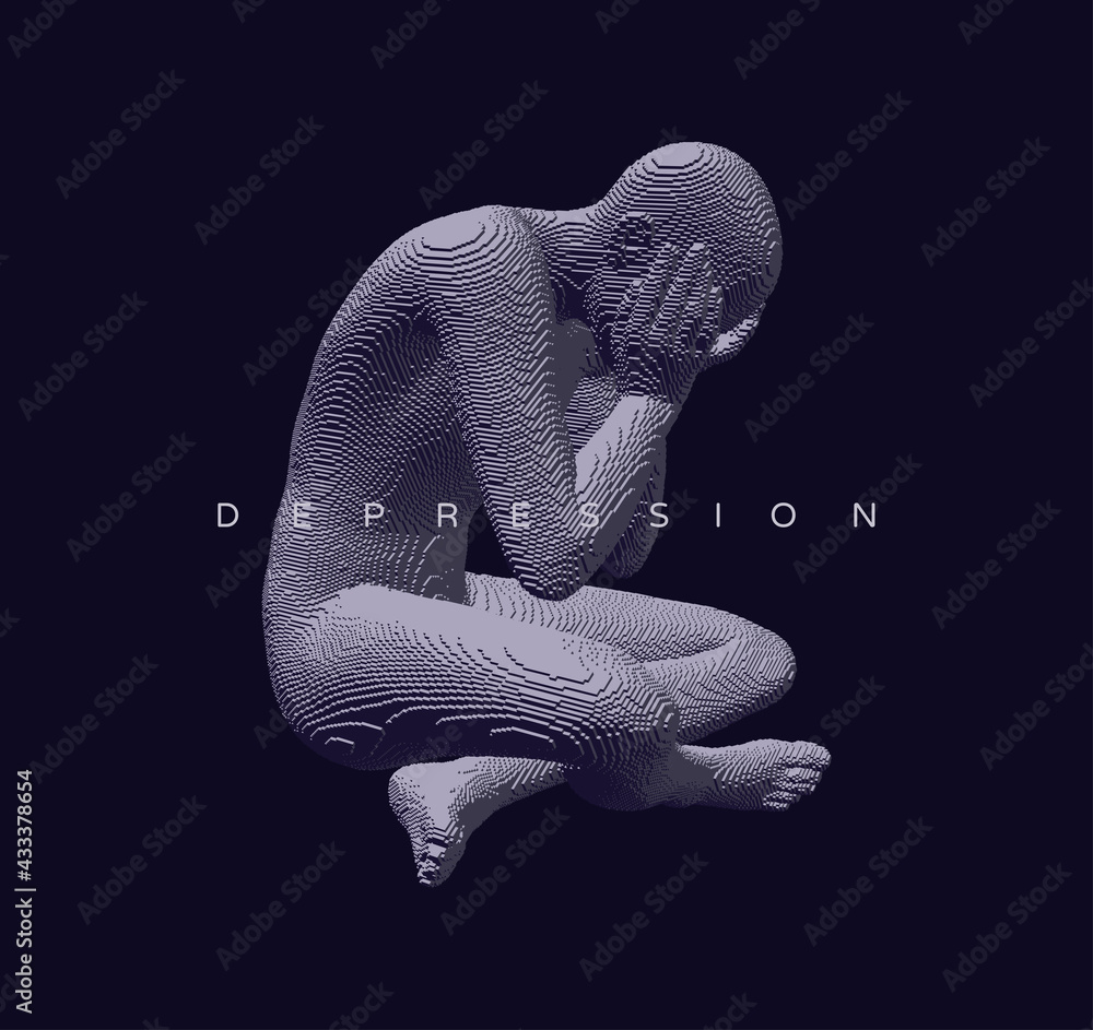 Miserable depressed man sitting and thinking. Guy holding head with ...