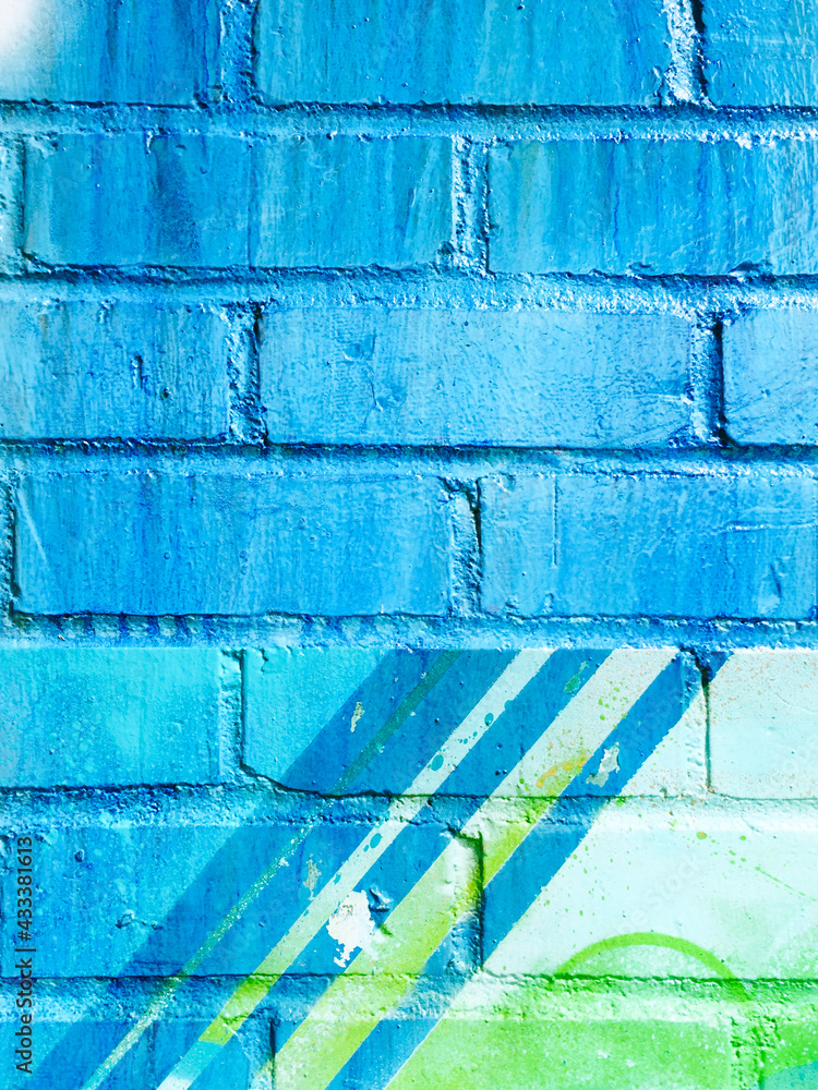 Green and blue painted brick wall with great texture for photoshop ...