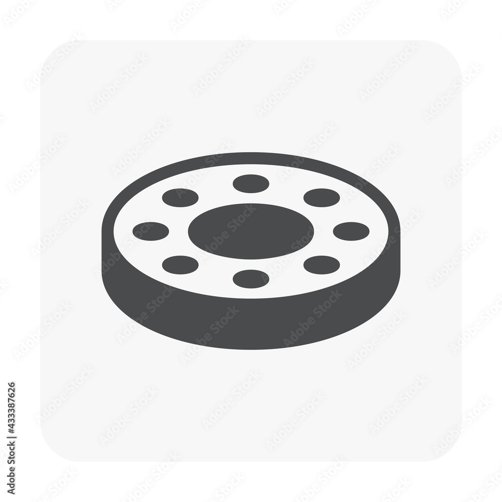 Steel or metal flanges vector icon. May called plate or ring. Component ...