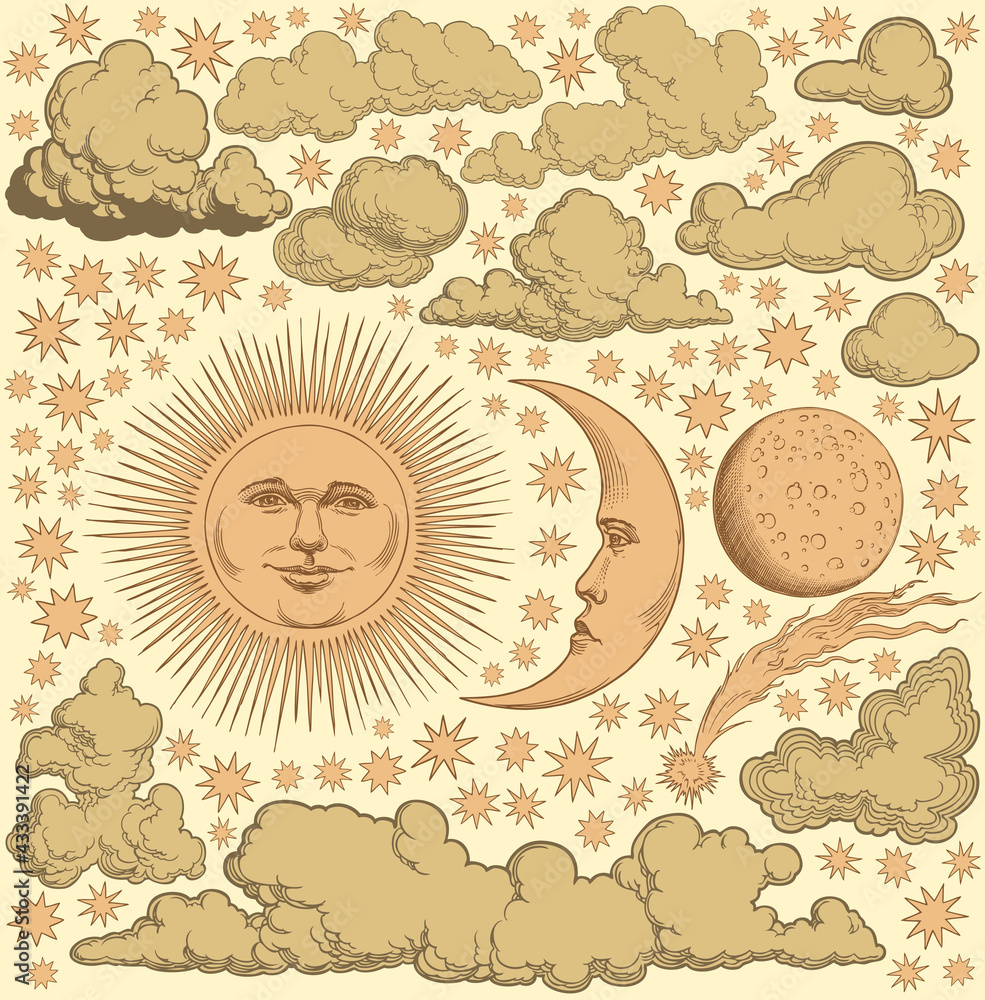 Vintage Moon And Stars