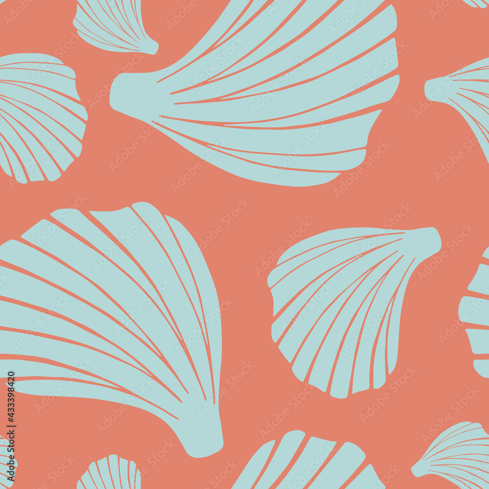 Trendy flat silhouette sea shells seamless pattern for fabric, textile ...