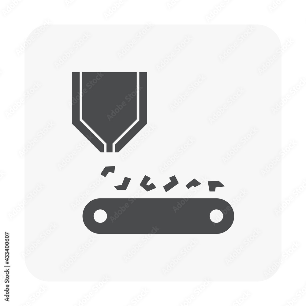 Mining processing industry vector icon. Industrial machine, equipment ...