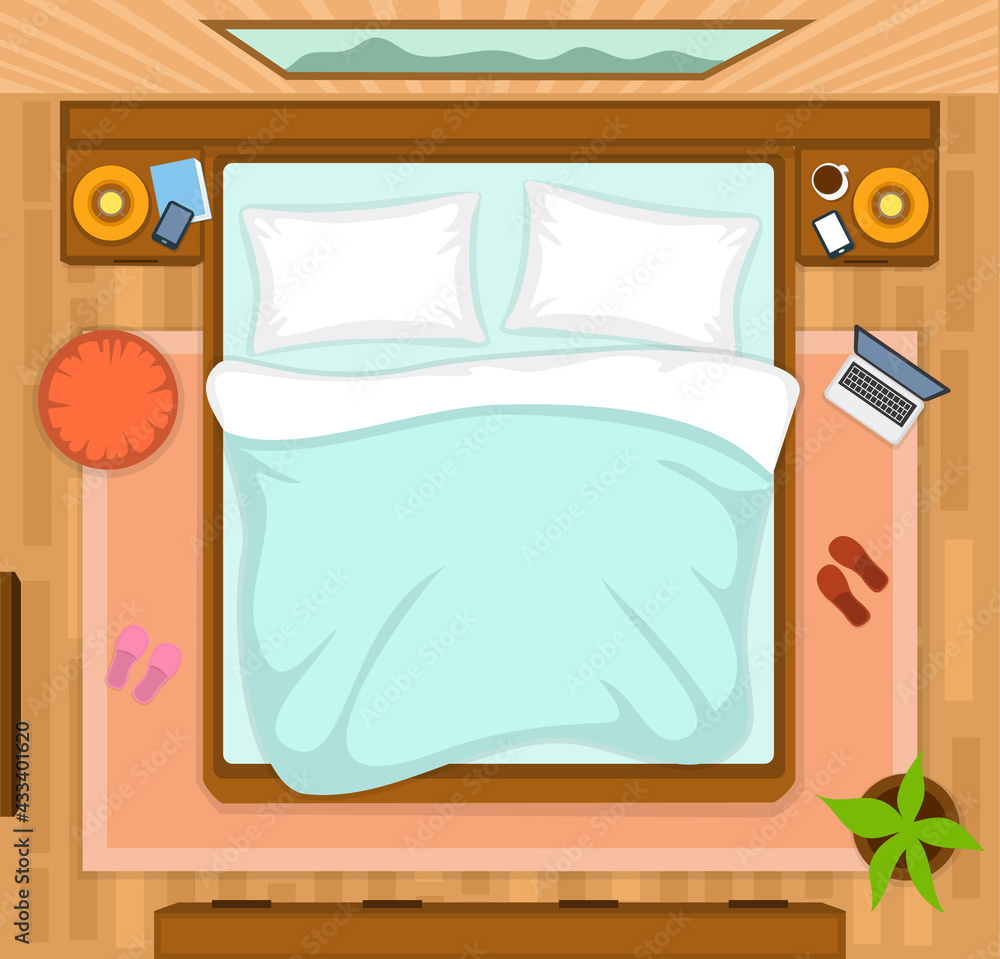 Bedroom interior top view vector illustration Stock Vector | Adobe Stock