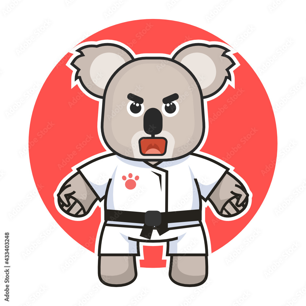 Karate koala bear in kimono. Koala martial arts logo. Modern vector illustration Stock Vector ...