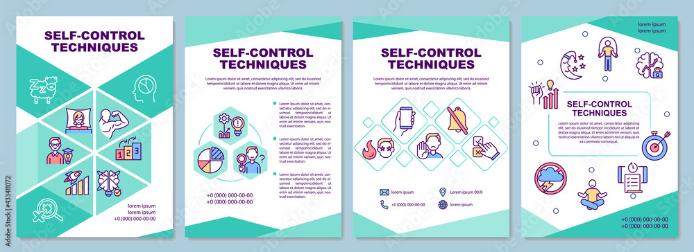 Self control techniques brochure template. Work life harmony. Flyer ...