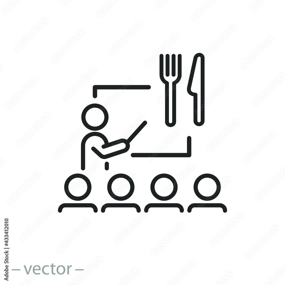 diet food workshop icon, instructor vegan nutrition, training health ...