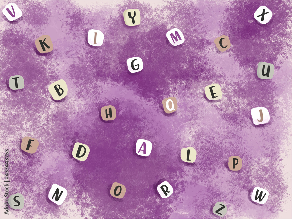 Abstract amazing art watercolor background with latin letters for kids ...